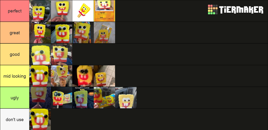 spongebob popsicle Tier List (Community Rankings) - TierMaker