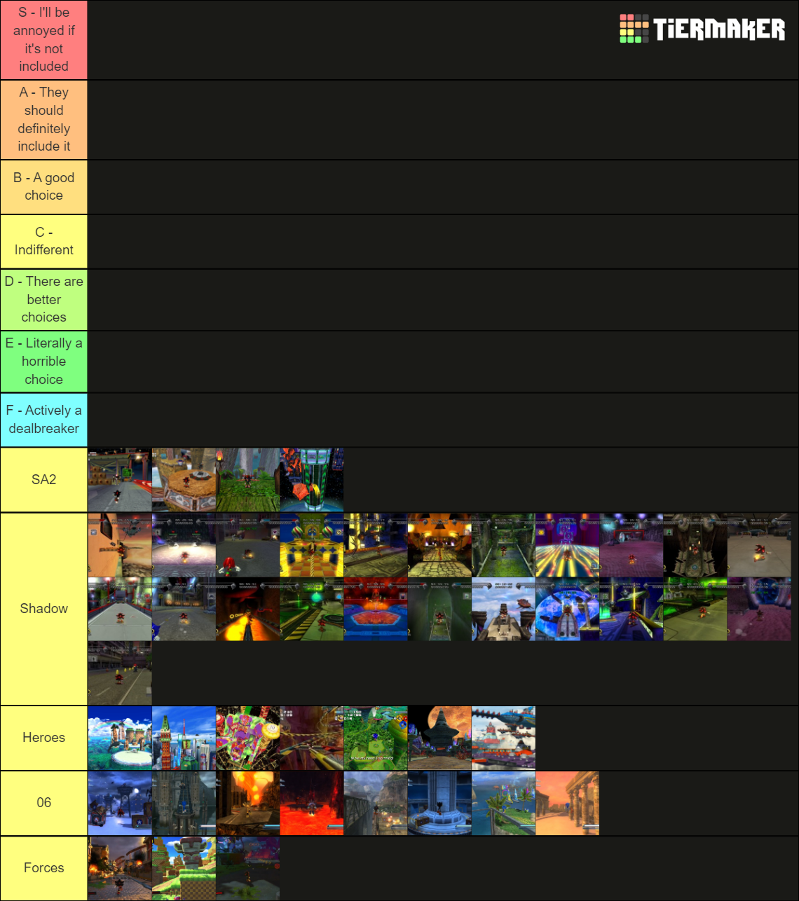Shadow Generations Stages Tier List (Community Rankings) - TierMaker