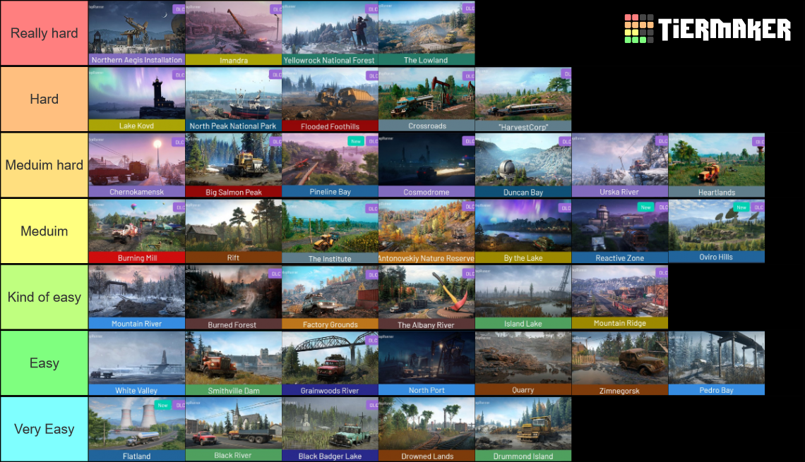 Snowrunner map diffuculty Tier List (Community Rankings) - TierMaker