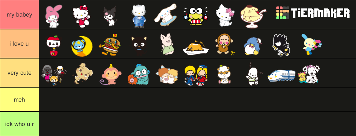Sanrio character list Tier List (Community Rankings) - TierMaker