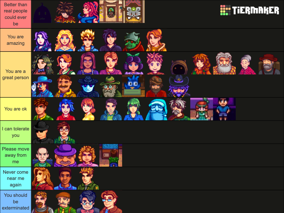 Stardew Valley Characters Tier List (Community Rankings) - TierMaker