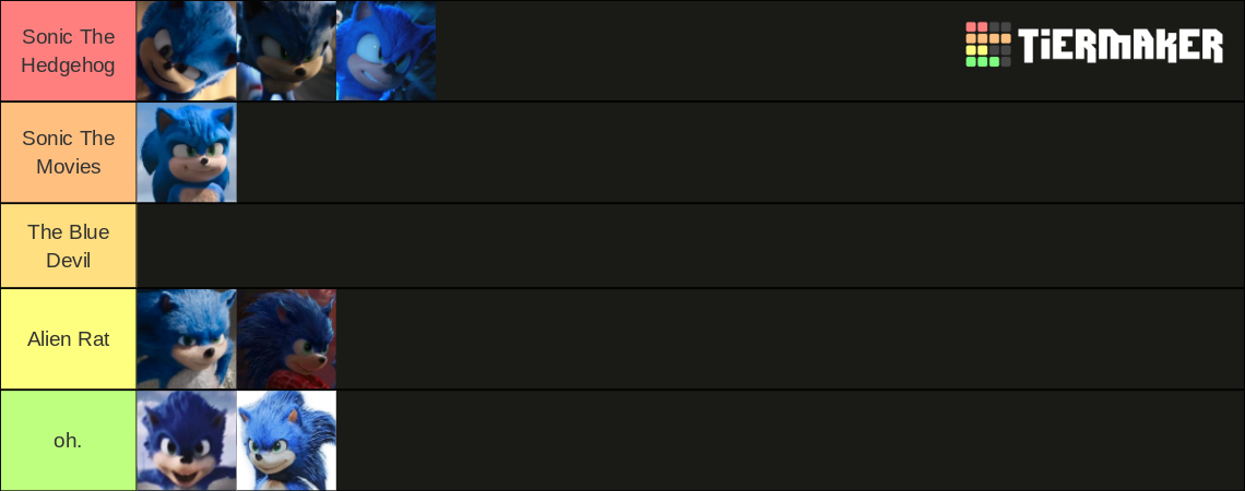 Movie Sonic Models Tier List (Community Rankings) - TierMaker