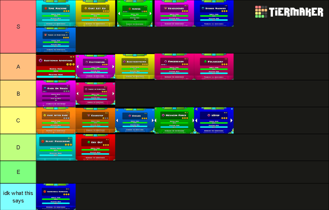 Geometry Dash (GD) Levels Tier List (Community Rankings) - TierMaker
