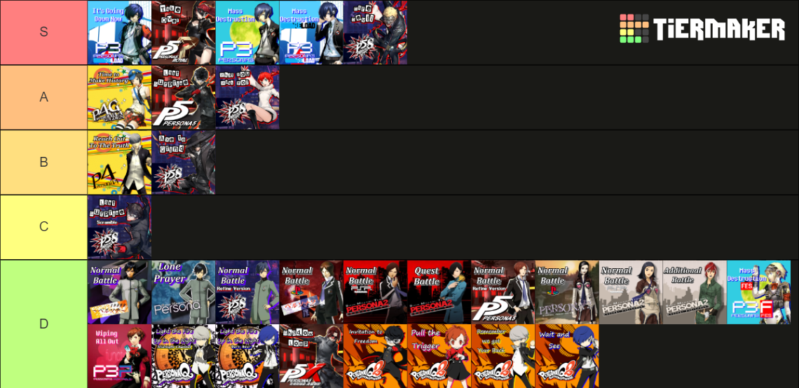 Persona Battle Themes (P1 - P3R/P5X) Tier List (Community Rankings ...