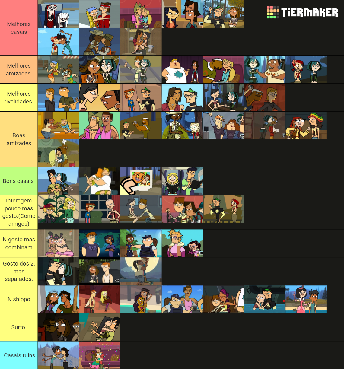 Total Drama Ship Rankings Tier List (Community Rankings) - TierMaker