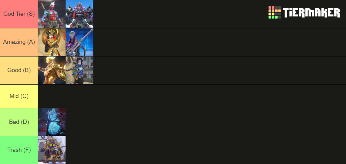 All Overwatch Mythic Skins (Updated Regularly) Tier List (Community ...