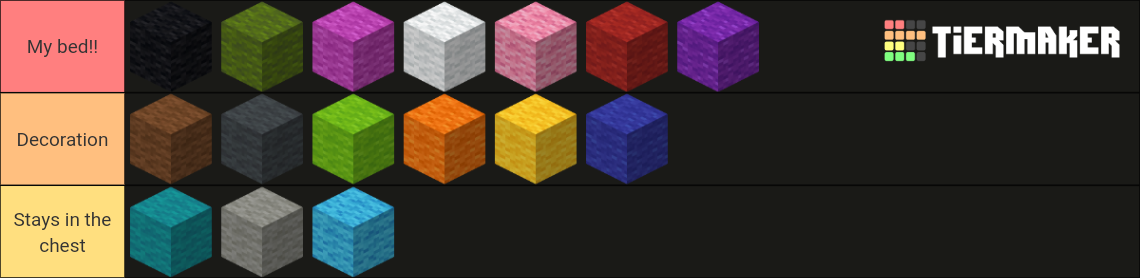 Minecraft Wool Colours :) Tier List (Community Rankings) - TierMaker
