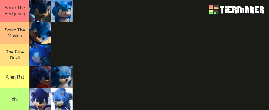 Movie Sonic Models Tier List (Community Rankings) - TierMaker