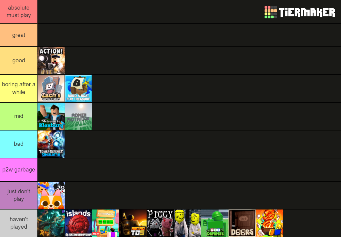 Roblox Games Tier List (Community Rankings) - TierMaker