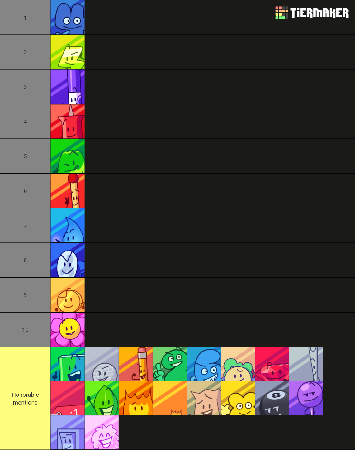 BFDI, BFDIA, BFB and TPOT as of TPOT 1 and BFB 28 Tier List (Community Rankings) - TierMaker