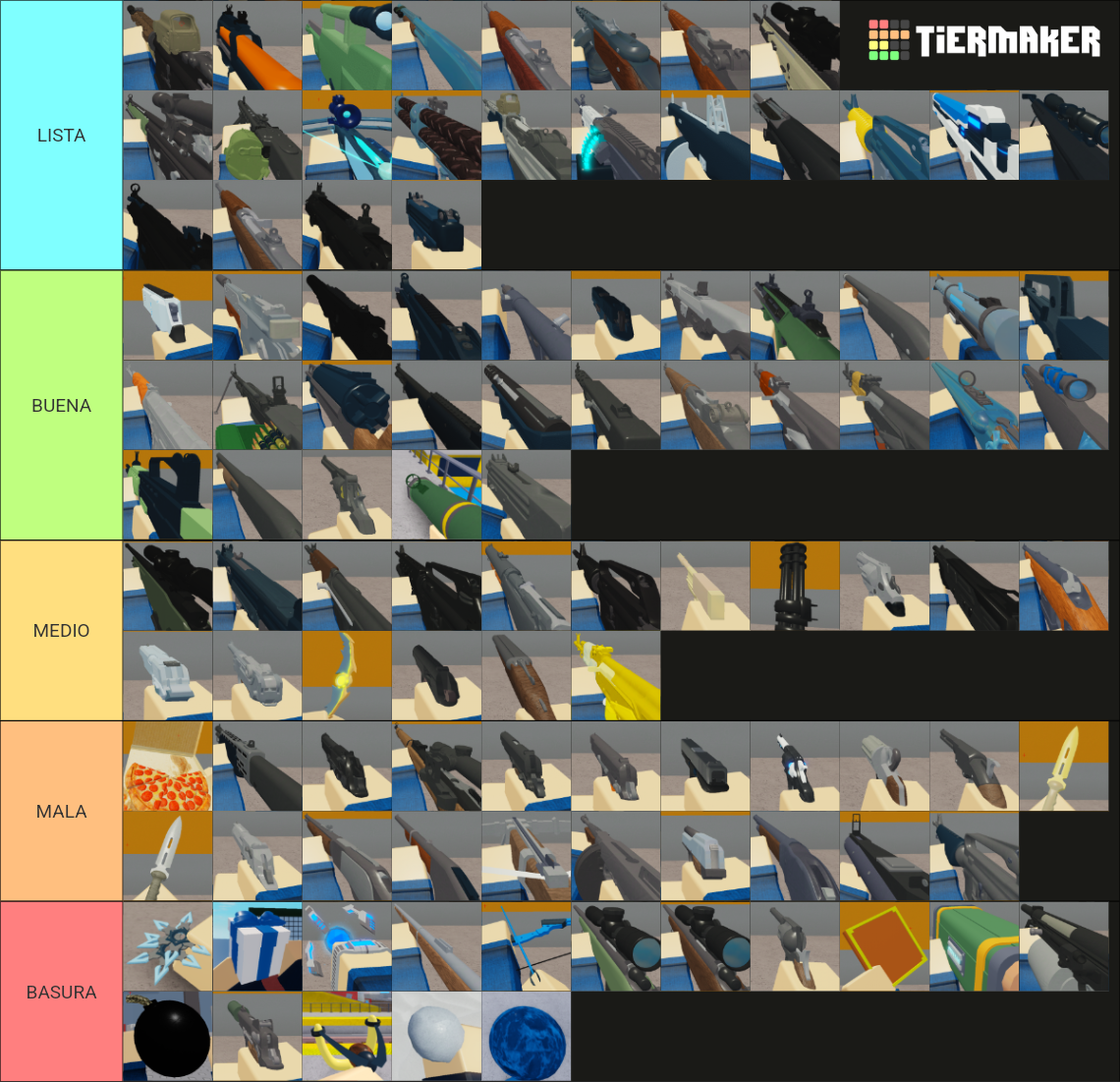 Roblox: Arsenal Weapons List Tier List (Community Rankings) - TierMaker