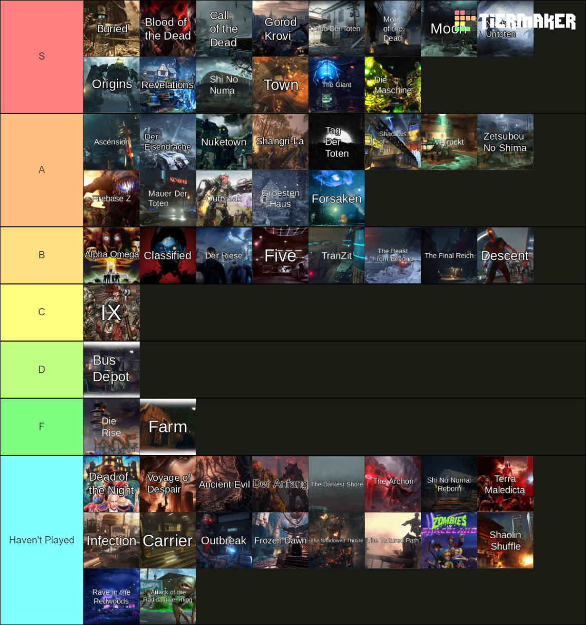 EVERY CoD Zombies Map (Nacht - MW3 Zombies) Tier List (Community ...