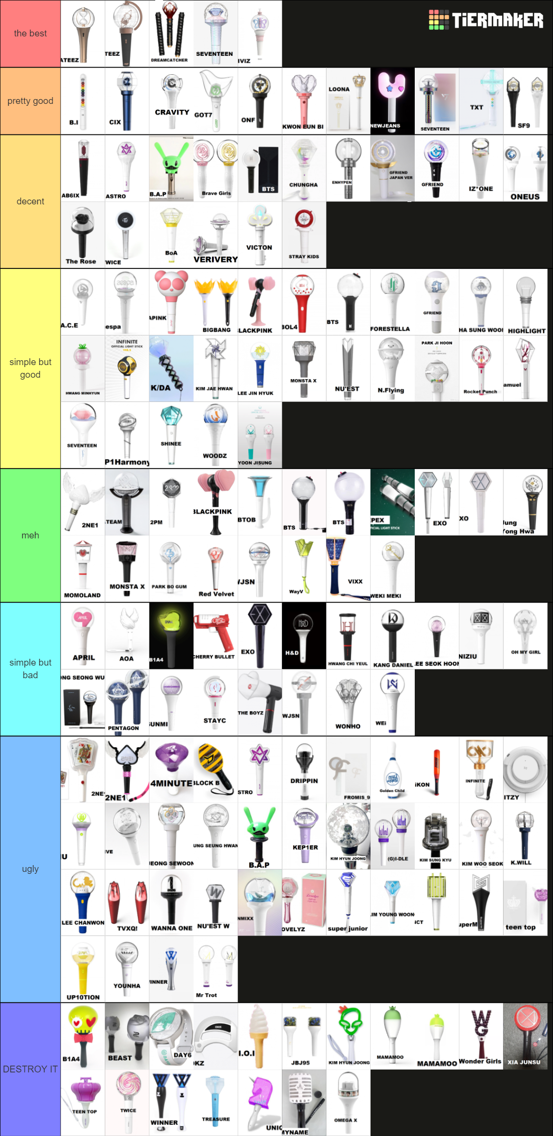 Every KPOP lightstick with group and soloist names Tier List (Community ...