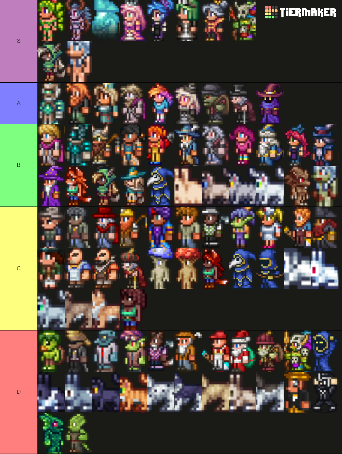 Every Terraria NPC look + more Tier List (Community Rankings) - TierMaker
