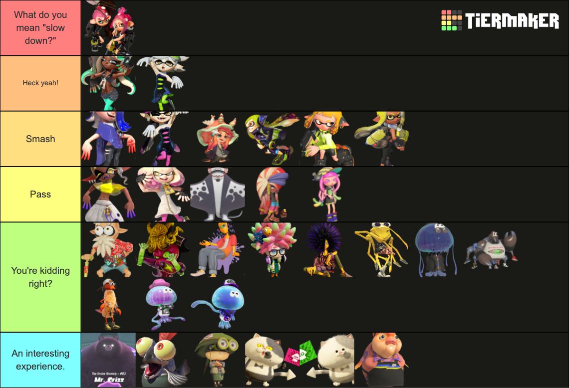 All Splatoon Characters Tier List (Community Rankings) - TierMaker