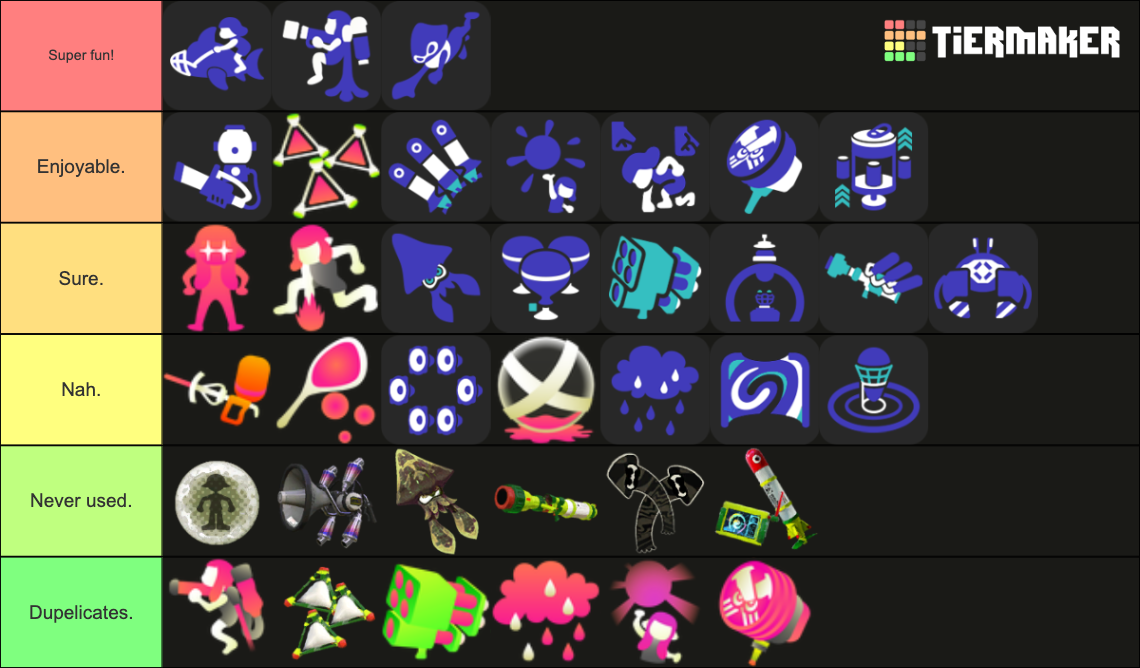 Splatoon Series All Special Weapons (S1-S3) Tier List (Community ...