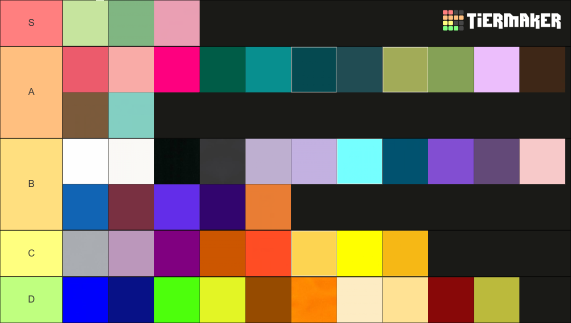 50 colors Tier List (Community Rankings) - TierMaker