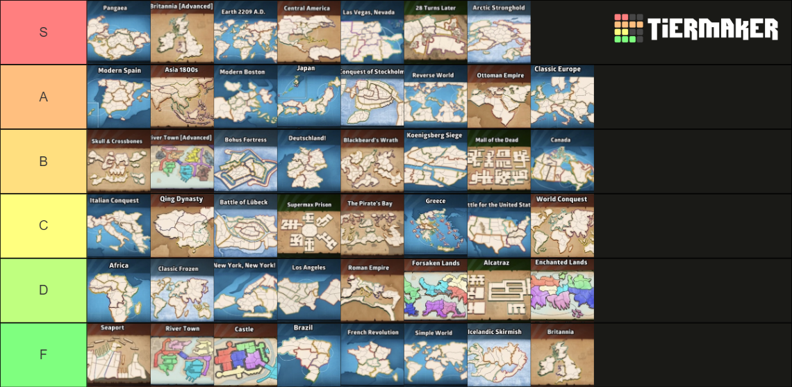 Risk FFA Progressive Maps Tier List (Community Rankings) - TierMaker
