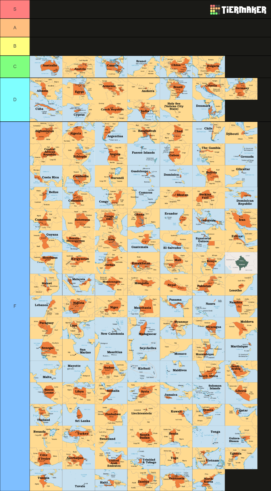 Country Tier List (Community Rankings) - TierMaker