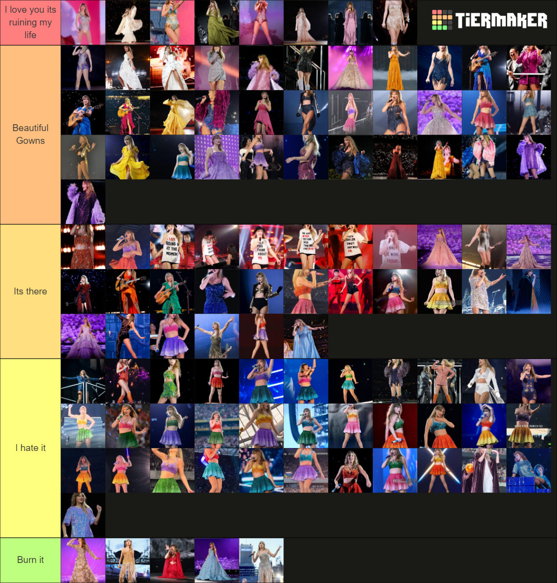 Taylor Swift Era's Tour Outfit Old and New Tier List (Community ...