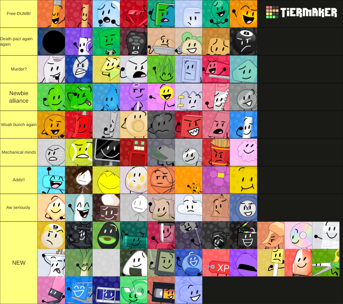 BFB fan-made Icons by pen-cap updated again Tier List (Community ...