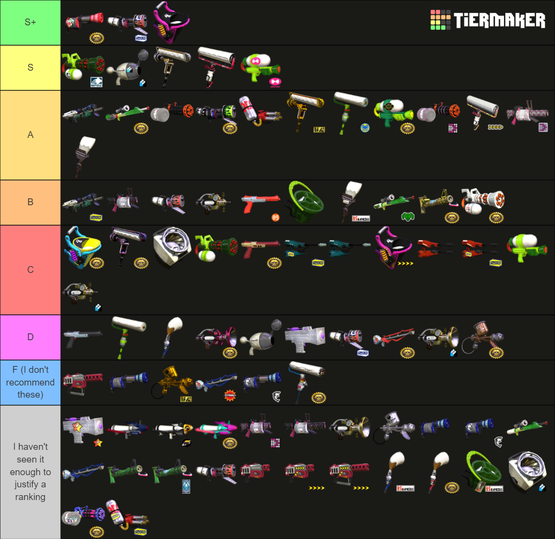 Splatoon 1 Weapons Tier List (Community Rankings) - TierMaker