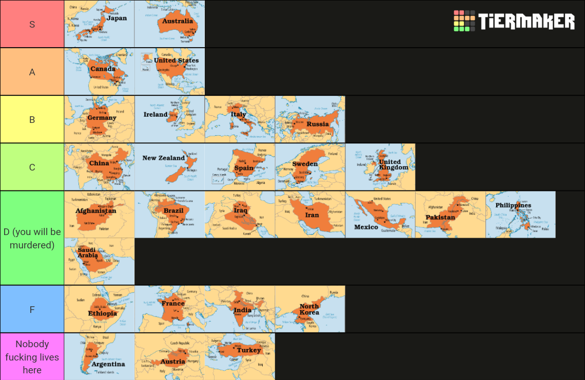 Country Tier List (Community Rankings) - TierMaker