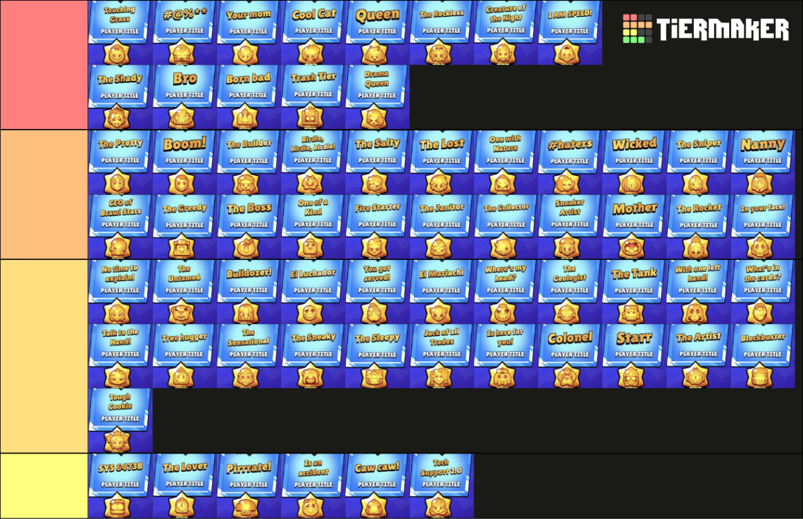 MASTERY Titles (Brawl Stars) Tier List (Community Rankings) - TierMaker