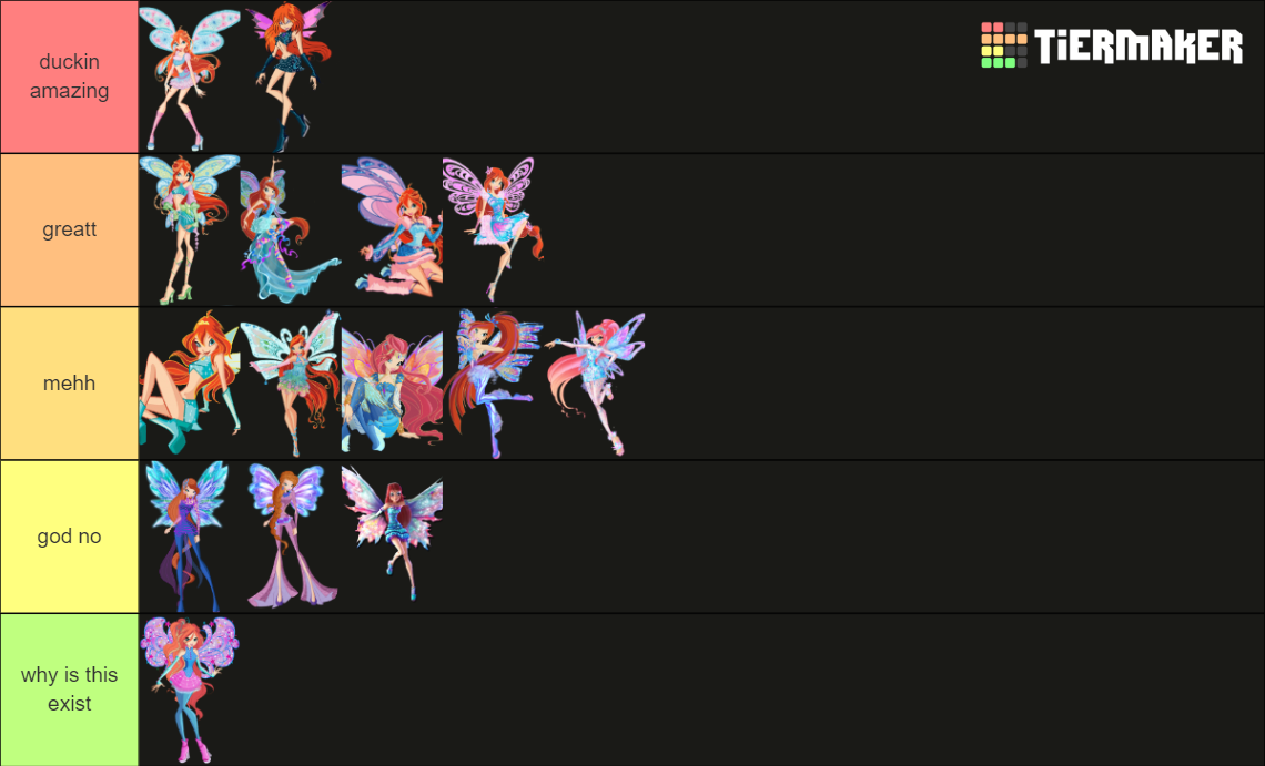 winx bloom all transformations Tier List (Community Rankings) - TierMaker