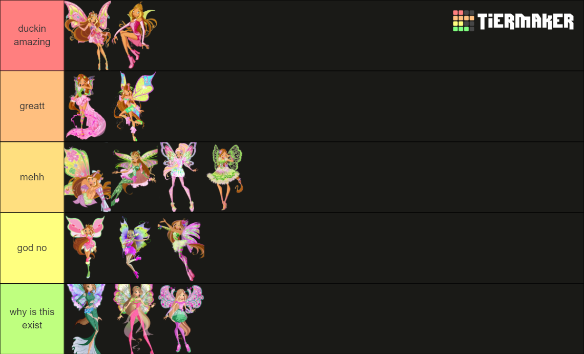 winx flora all transformations Tier List (Community Rankings) - TierMaker