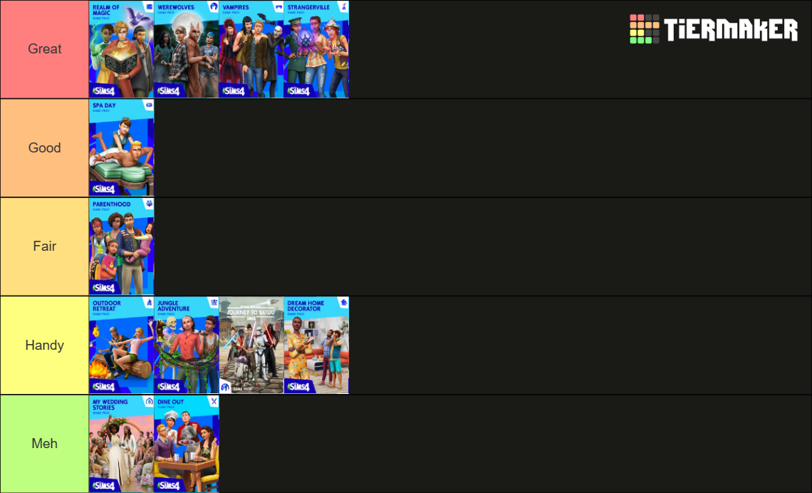 Sims 4 Game Packs (2024) Tier List (Community Rankings) - TierMaker