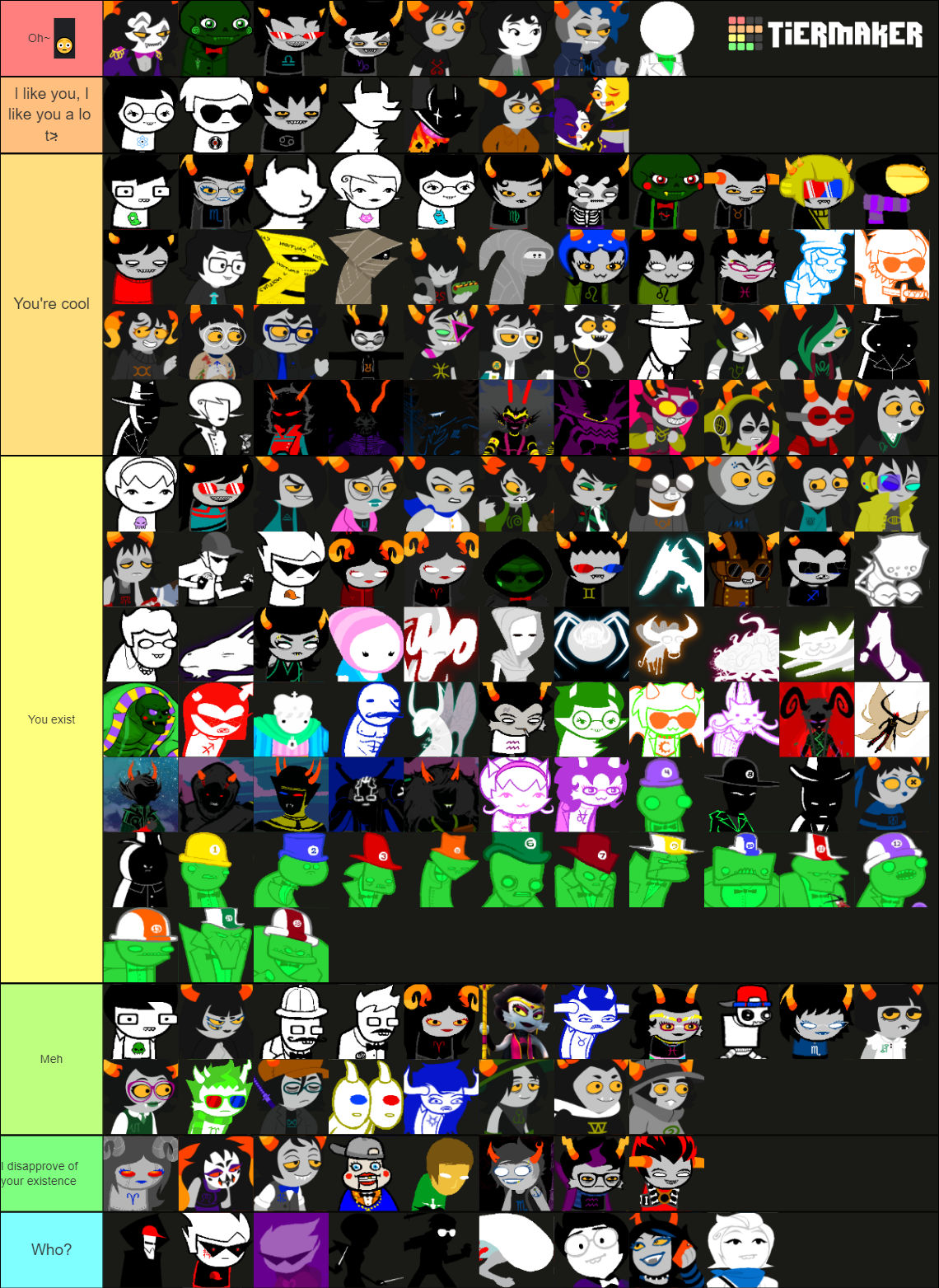 164 Homestuck Characters Tier List (Community Rankings) - TierMaker