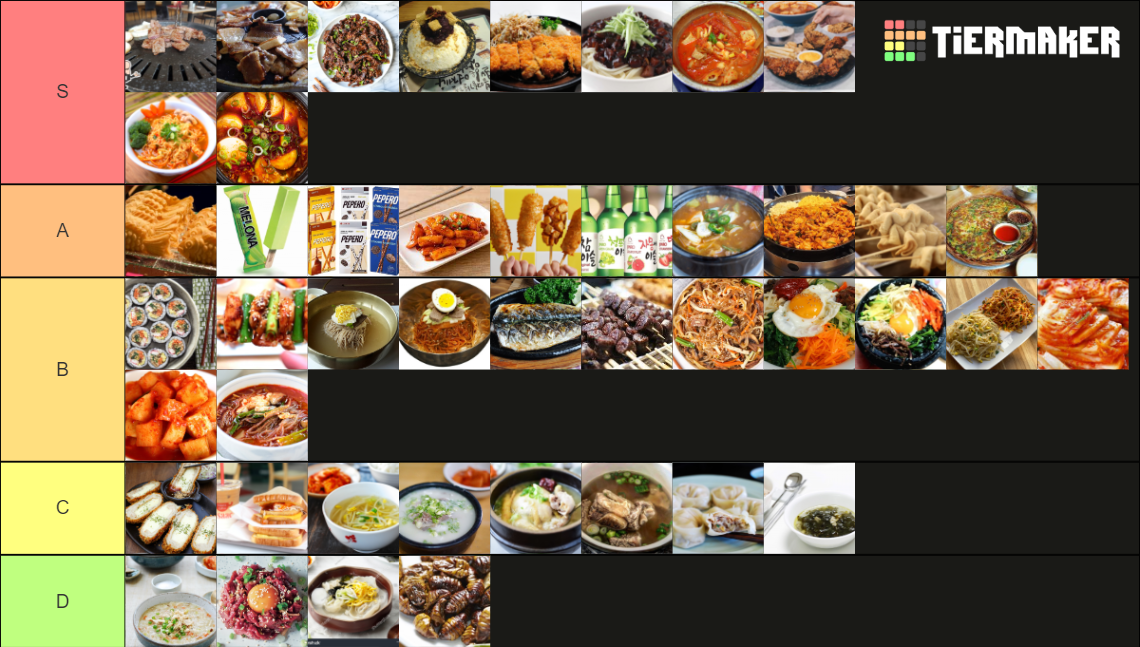 KOREAN FOOD Tier List (Community Rankings) - TierMaker