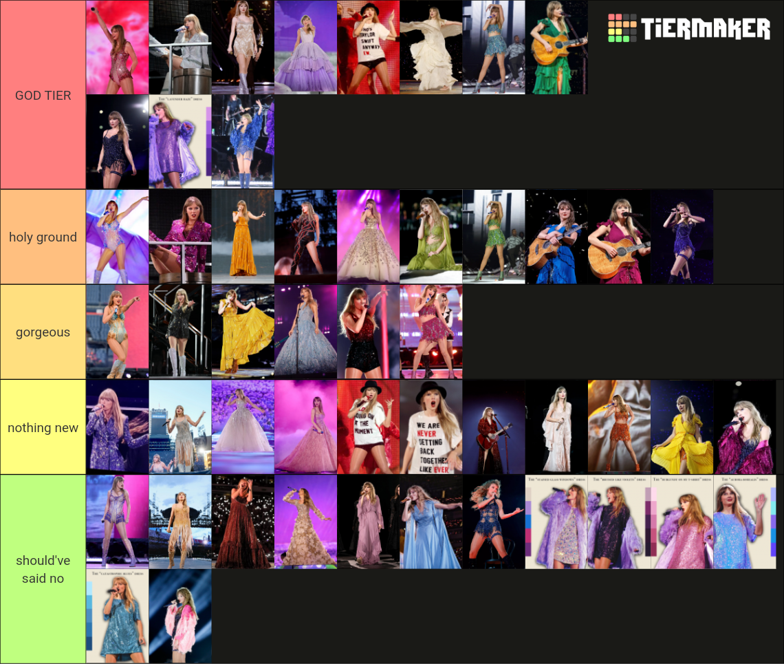 Ranking every Eras Tour outfit Tier List (Community Rankings) - TierMaker