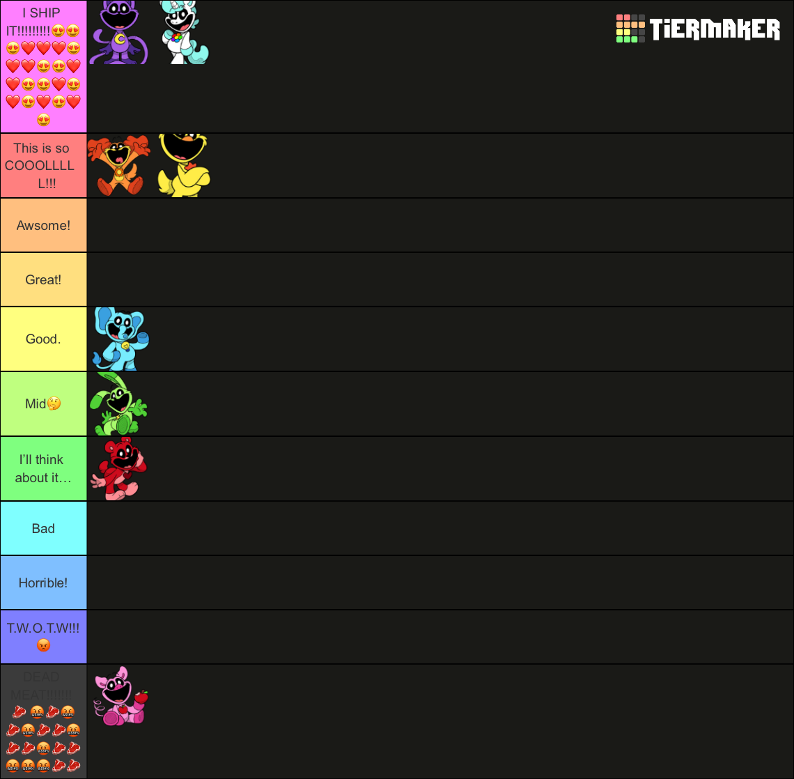 Smiling critters Tier List (Community Rankings) - TierMaker