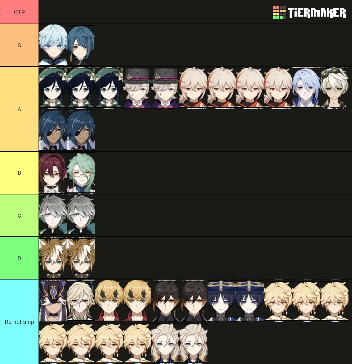 Genshin Ship Male Tier List (Community Rankings) - TierMaker