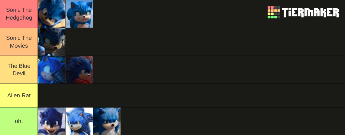 Movie Sonic Models Tier List (Community Rankings) - TierMaker
