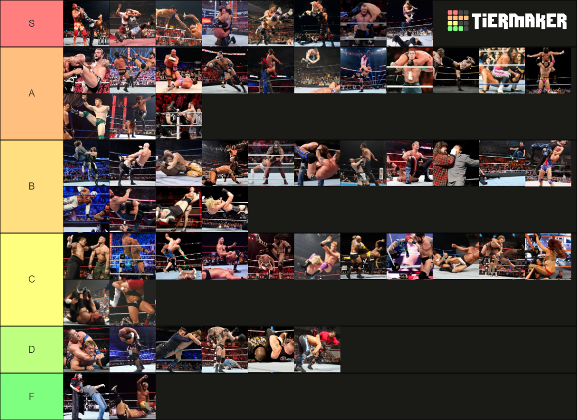 WWE Finishers Ranking Tier List (Community Rankings) - TierMaker