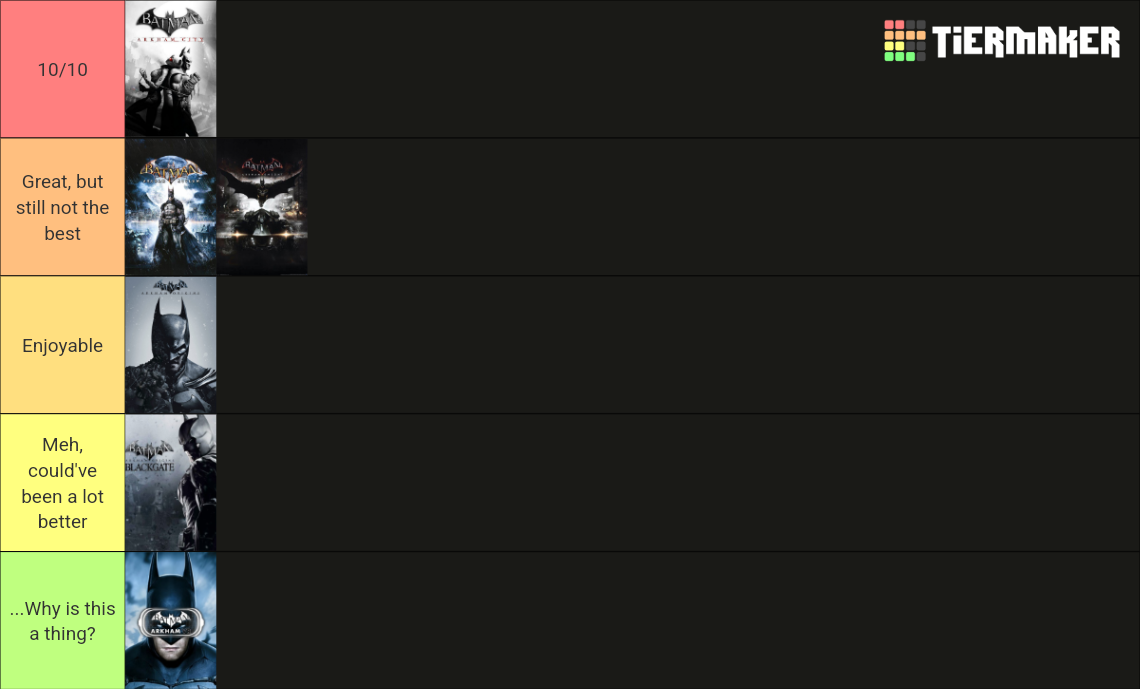 Batman: Arkham Games Tier List (Community Rankings) - TierMaker