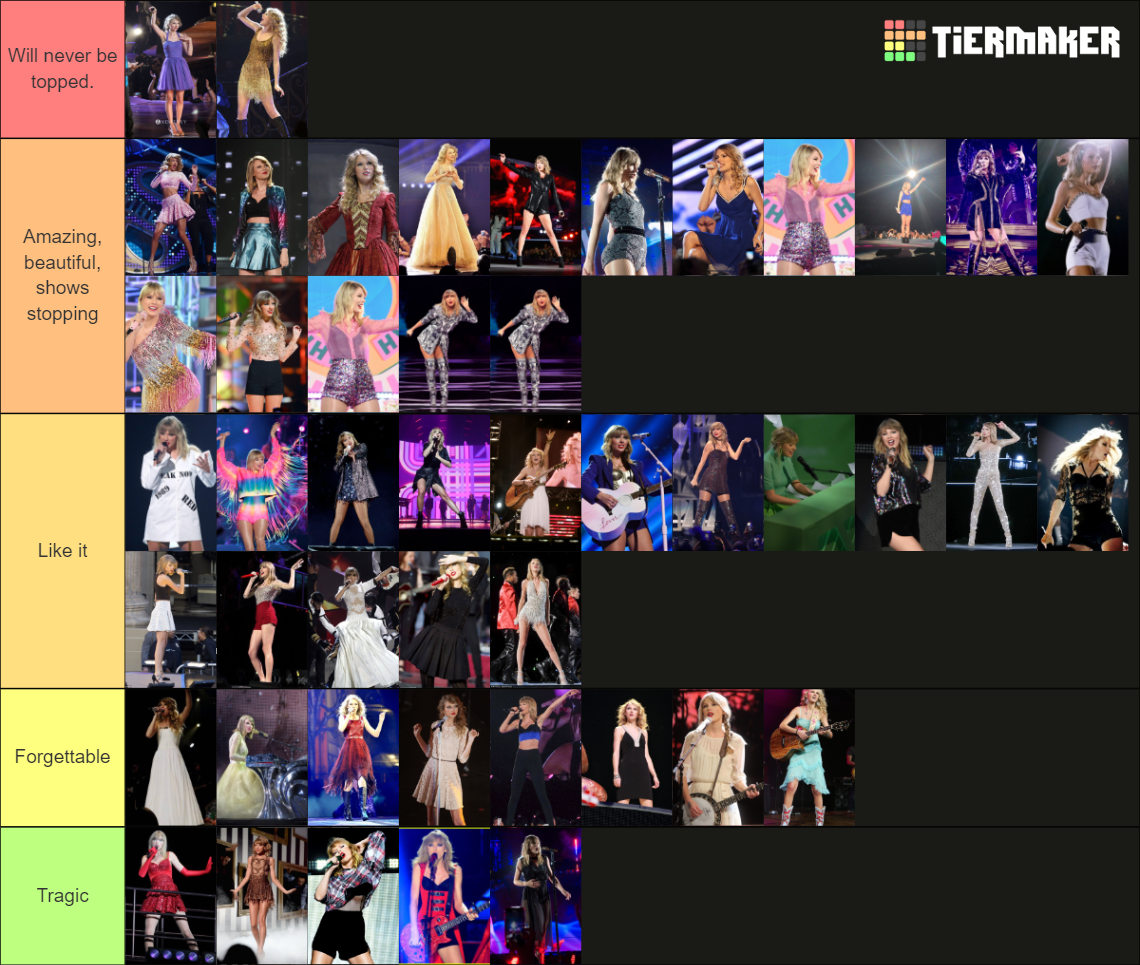 Taylor swift performance outfits Tier List (Community Rankings) - TierMaker