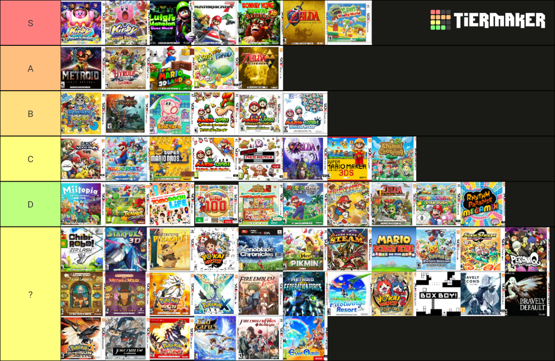 The Best 3DS Games Tier List (Community Rankings) - TierMaker