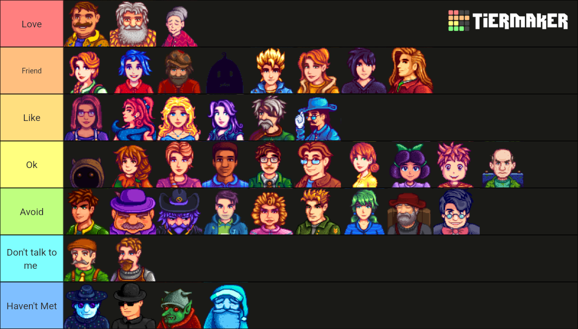 Stardew Valley Characters Tier List (Community Rankings) - TierMaker