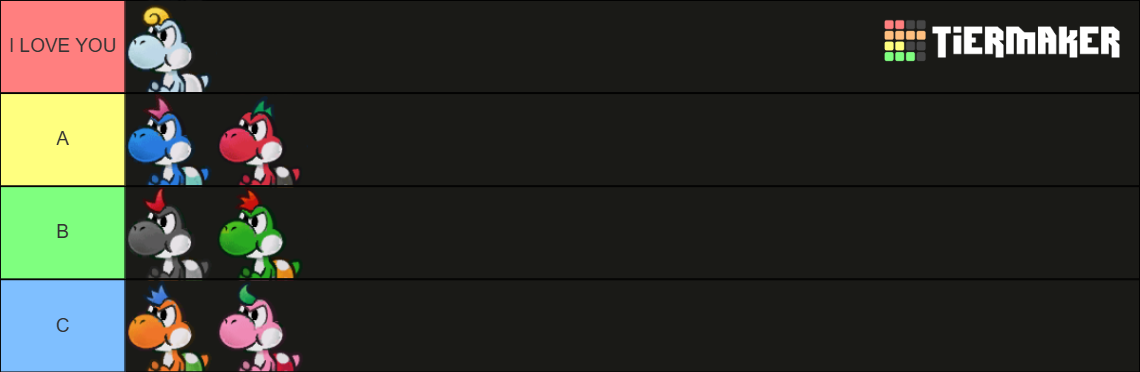 Paper Mario TTYD: Yoshi Kid Colours Tier List (Community Rankings ...