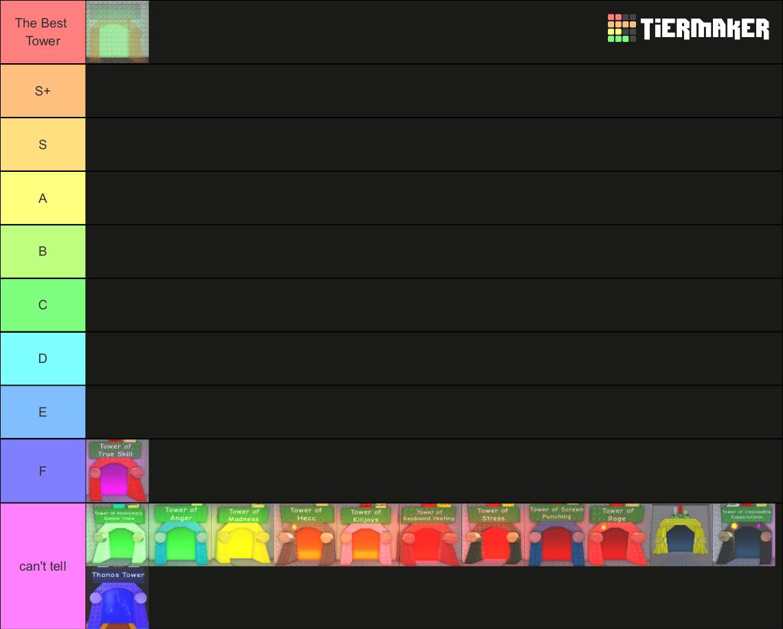 Every Ring 1 tower in Juke's Towers of Hell (JToH). Tier List ...