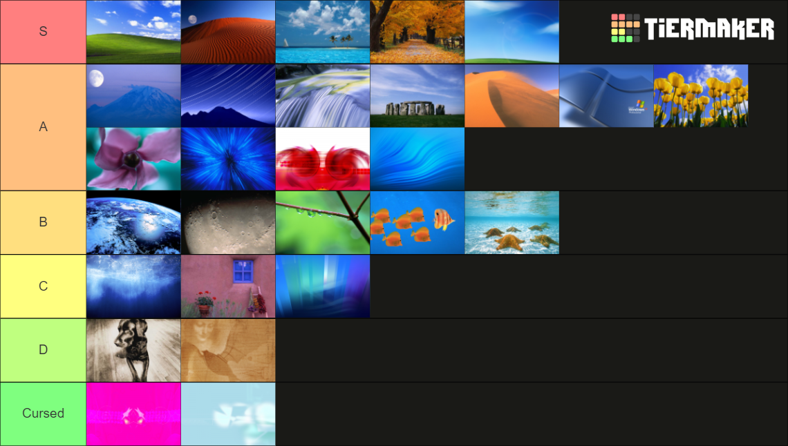 Windows XP Wallpapers Tier List (Community Rankings) - TierMaker