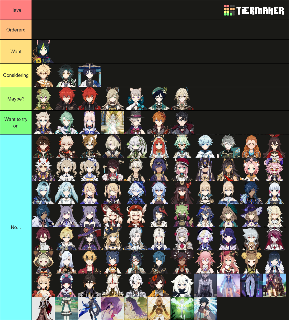 Genshin Impact Cosplay Tier List (Community Rankings) - TierMaker