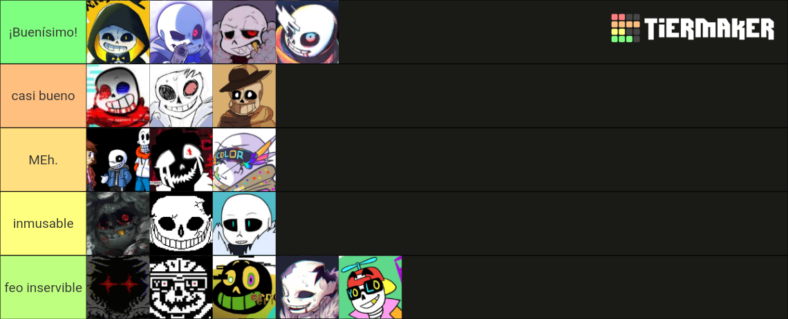 Sans AUs Tier List (Community Rankings) - TierMaker