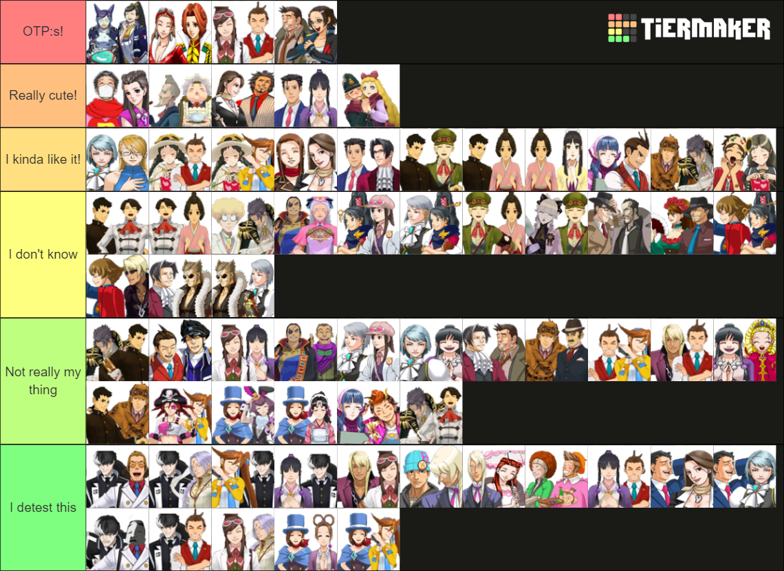 Ace attorney and TGAA ships Tier List (Community Rankings) - TierMaker