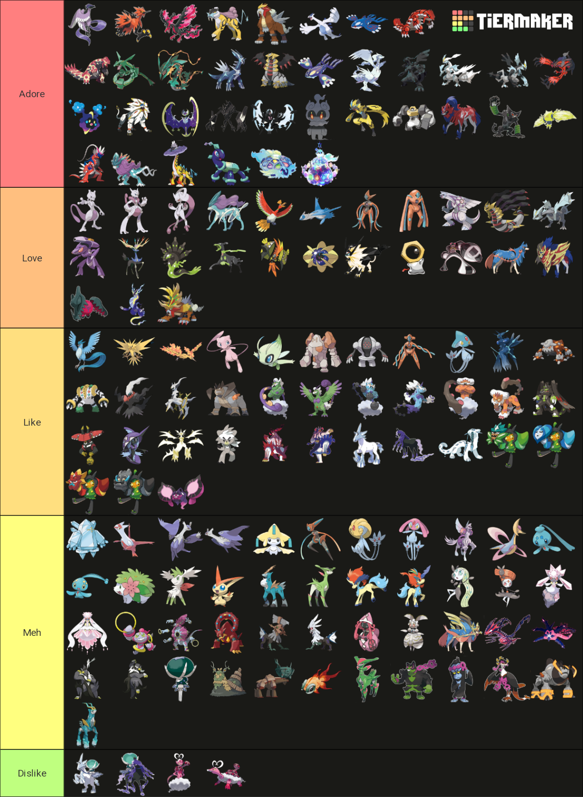 Legendary Pokemon Gen 1-9 (All Forms, S/V DLC Mochi Mayhem) Tier List ...