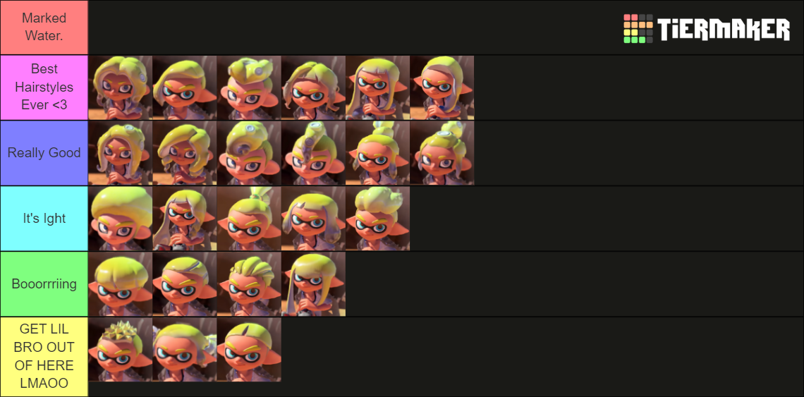 Splatoon 3 Hairstyles Tier List (Community Rankings) - TierMaker